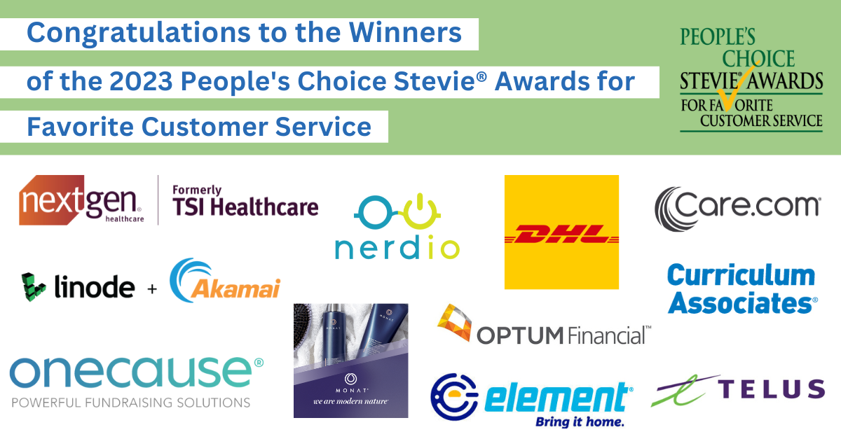 Winners Announced in 2023 People’s Choice Stevie® Awards for Favorite Customer Service